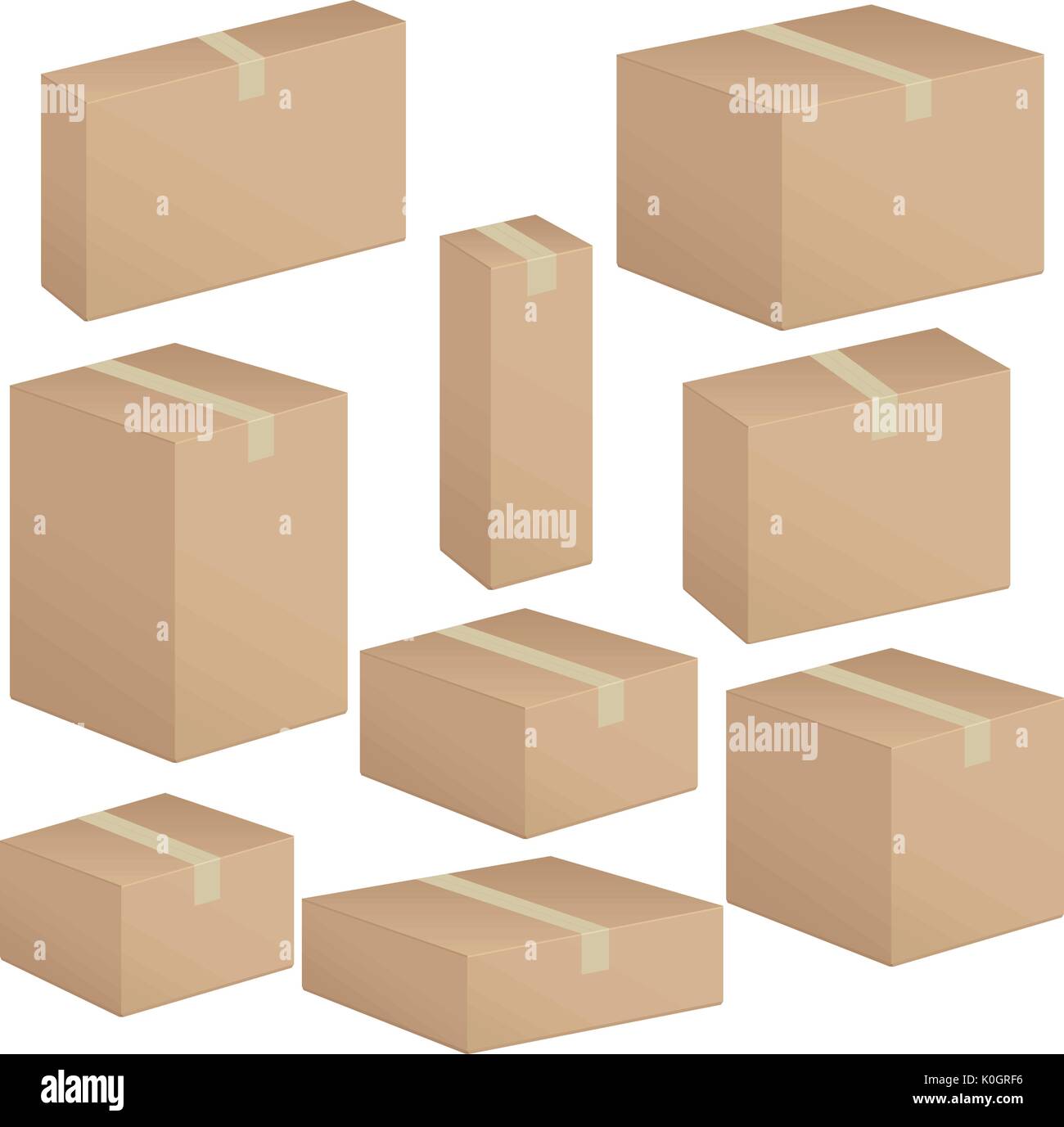Cardboard box set on white background. Vector illustration Stock Vector ...