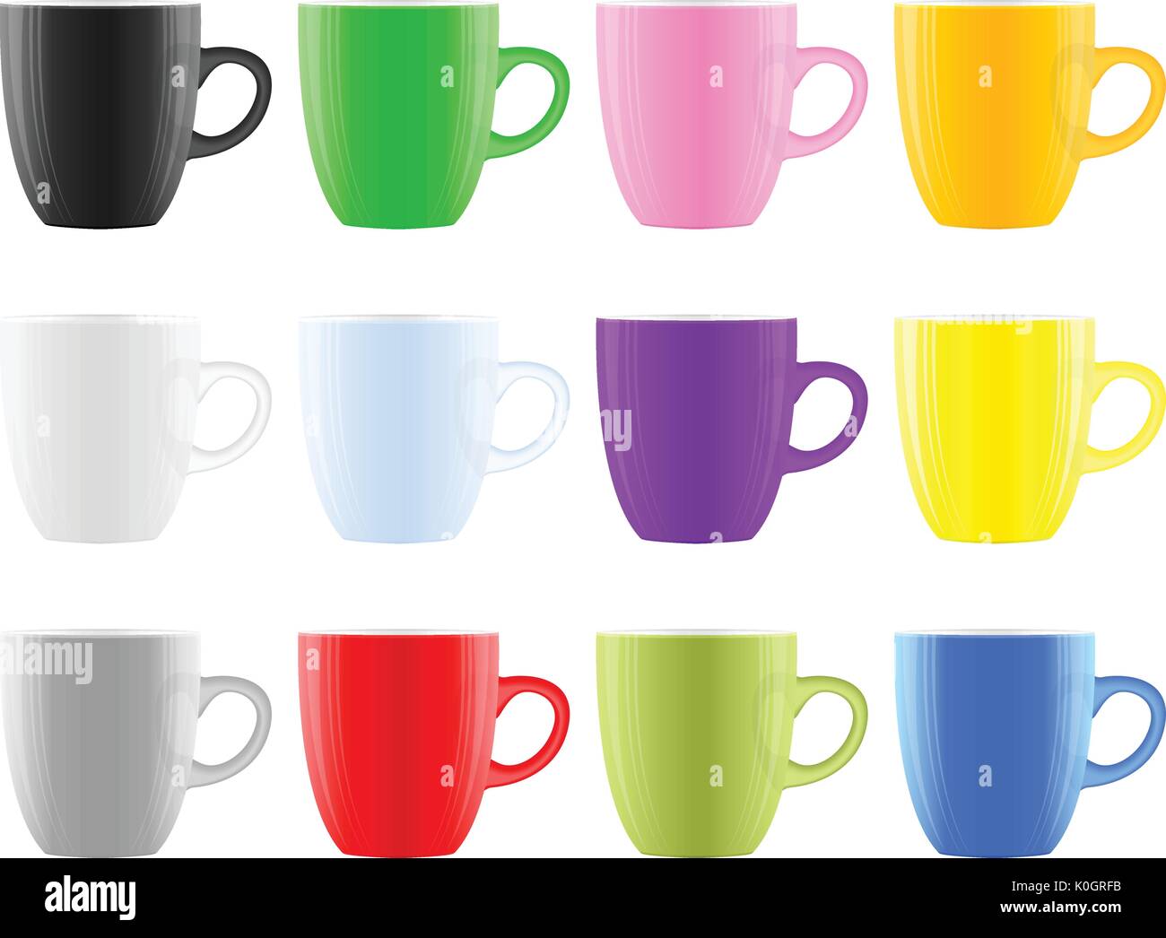 Color coffee cups on white background. Vector illustration Stock Vector ...