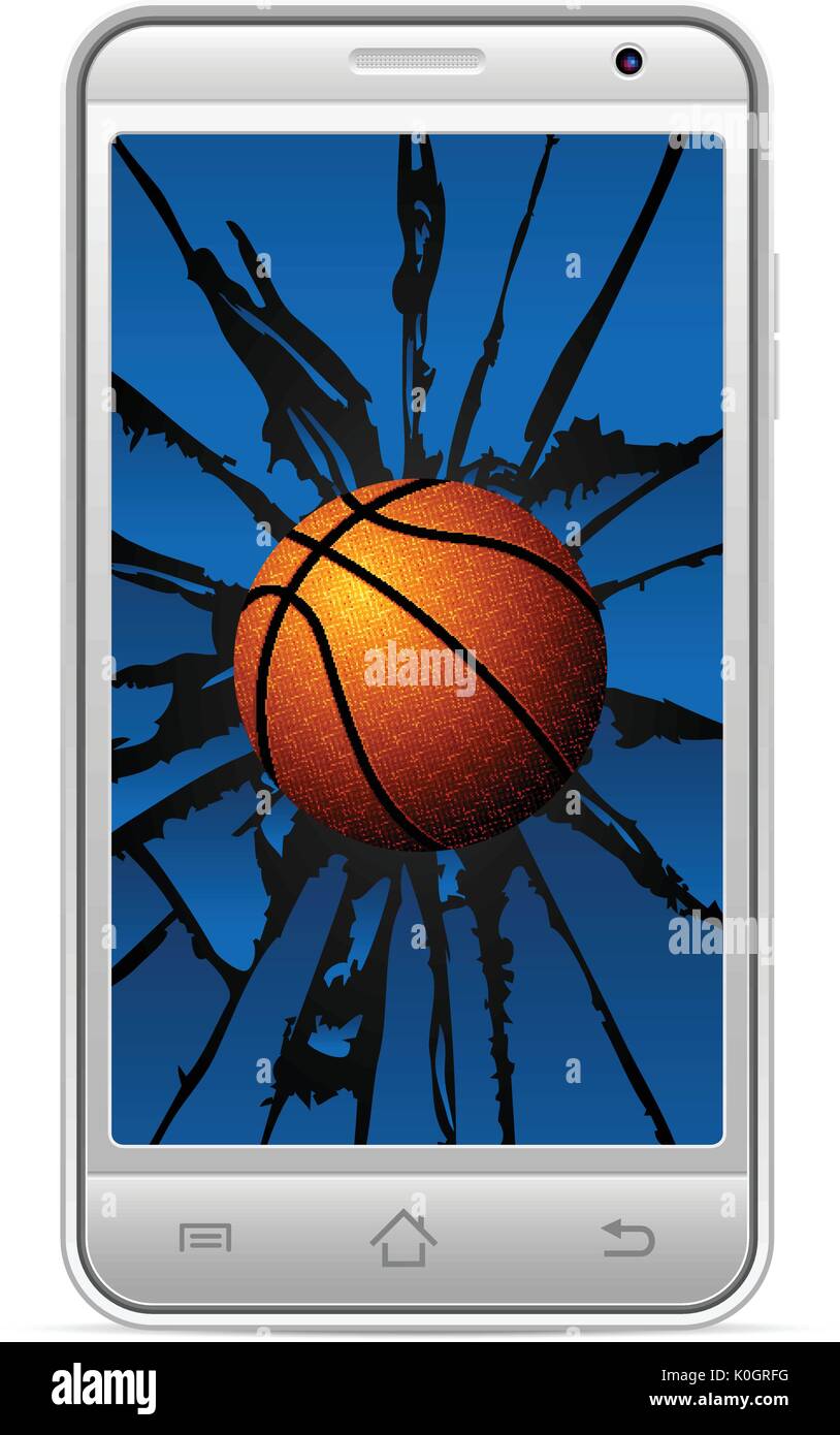 Cracked smart phone basketball on a white background. Vector ...