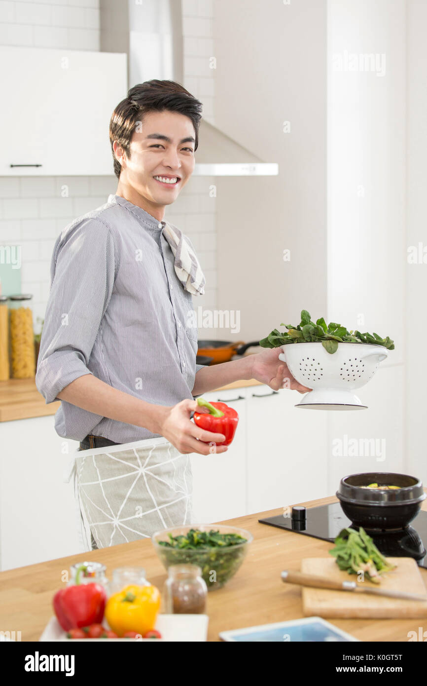 Smiling single man vegetables hi-res stock photography and images - Alamy