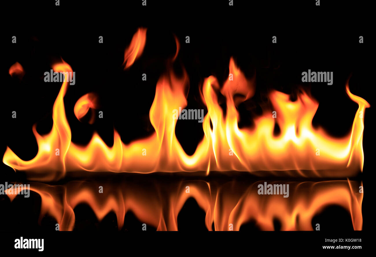 Fire on black background, hot, heat Stock Photo - Alamy