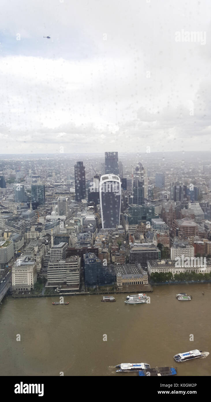 An aerial view of London's skyline after heavy downpour of rain in the ...
