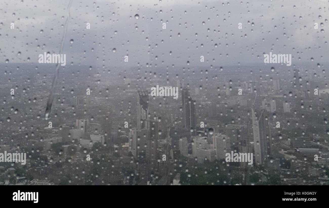 An aerial view of London's skyline after heavy downpour of rain in the ...