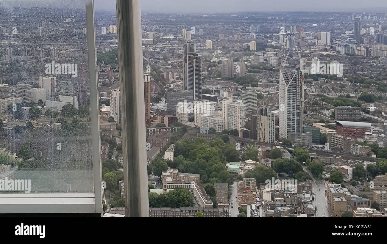 An aerial view of London's skyline after heavy downpour of rain in the ...