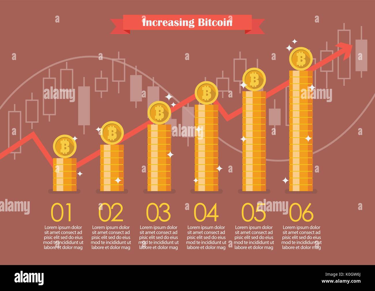 Bitcoin with growth graph infographic. Financial growth concept Stock ...