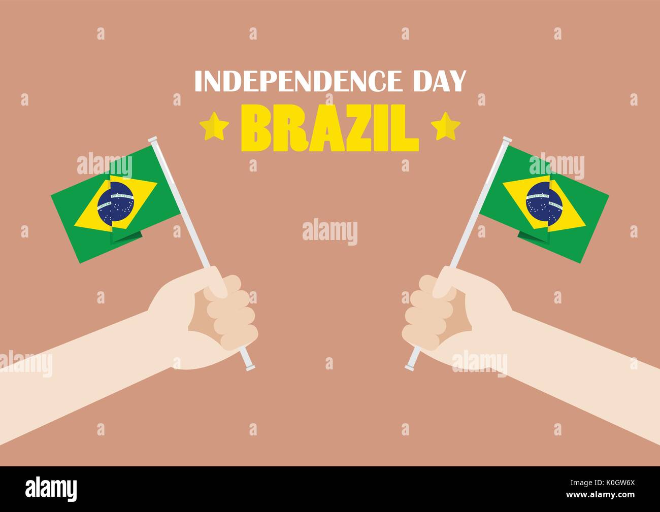 Hands Holding Up Brazil Flags. Vector illustration Stock Vector Image ...