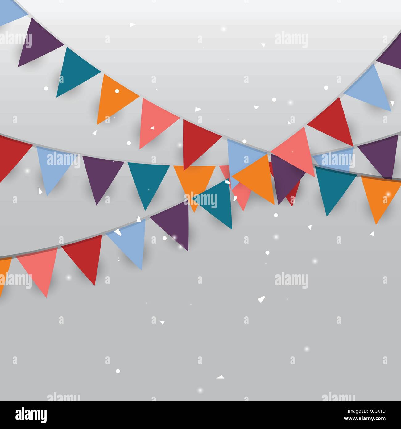 Background of colored party flags and confetti, stock vector Stock ...
