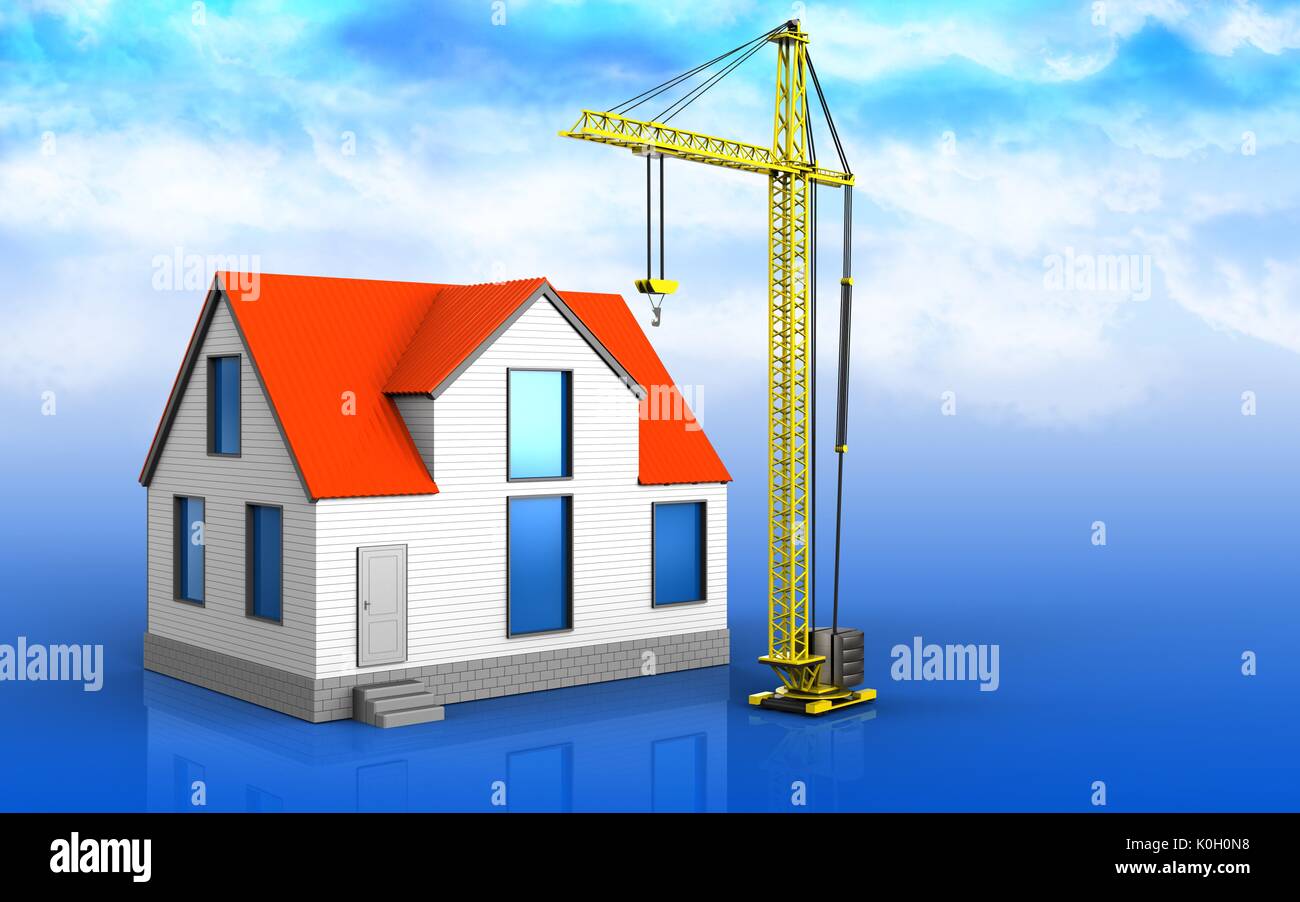 3d illustration of generic house over sky background Stock Photo - Alamy