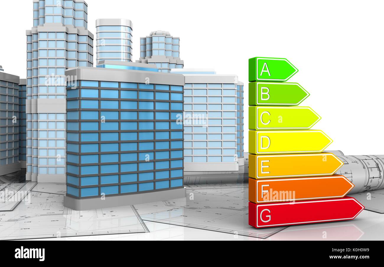 3d illustration of generic building with urban scene over white ...