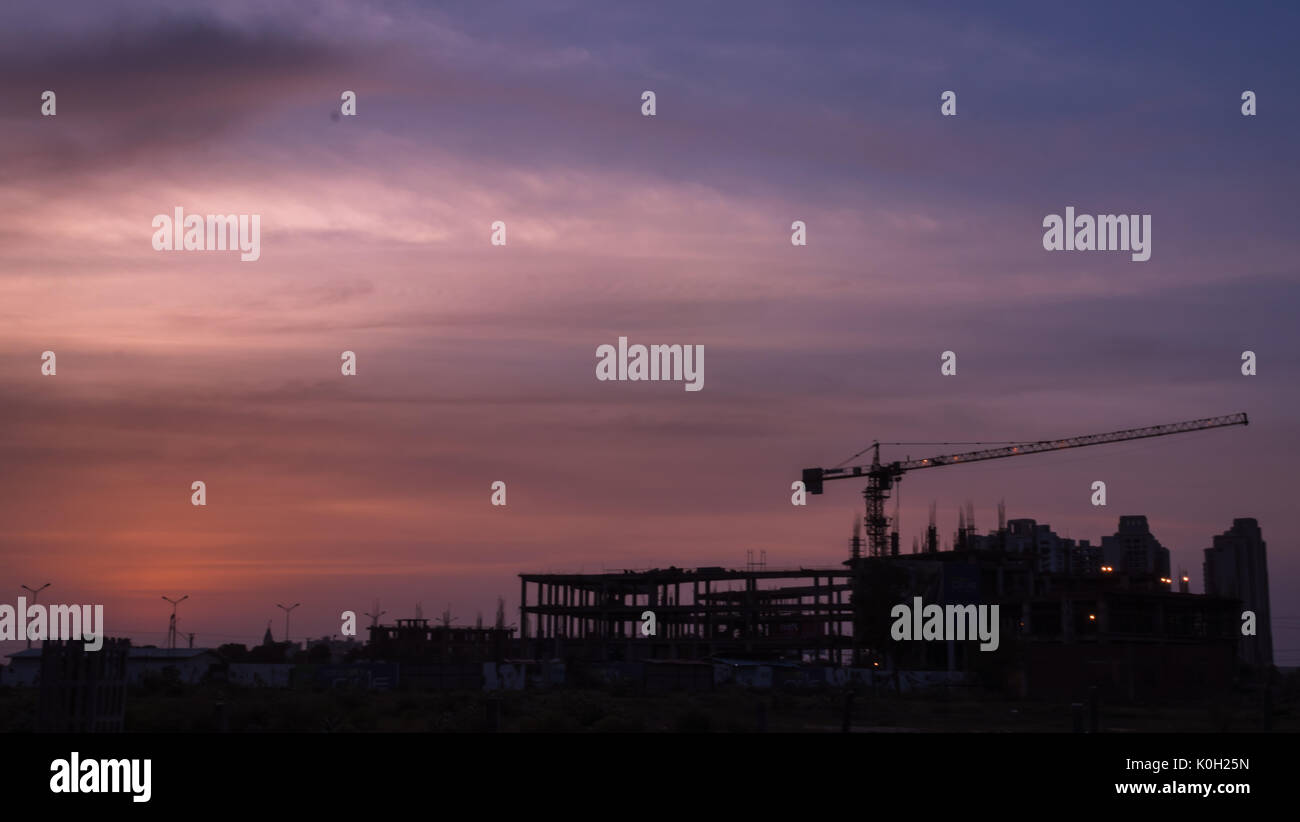 Construction site sunset background hi-res stock photography and images ...