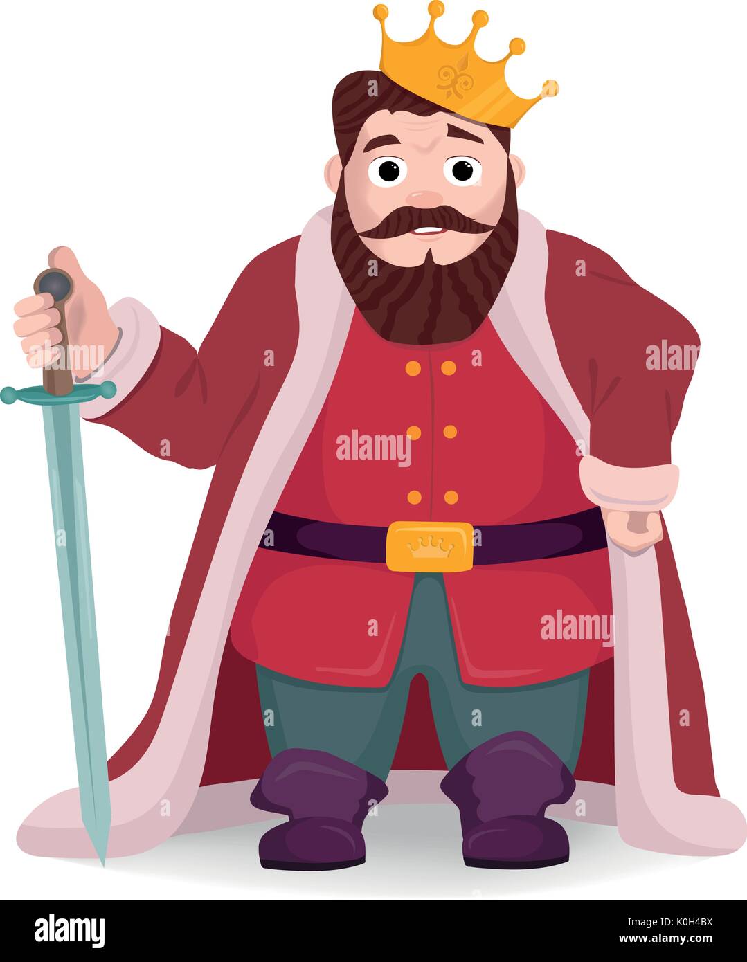 King character, knight posing with sword and crown Stock Vector Image ...