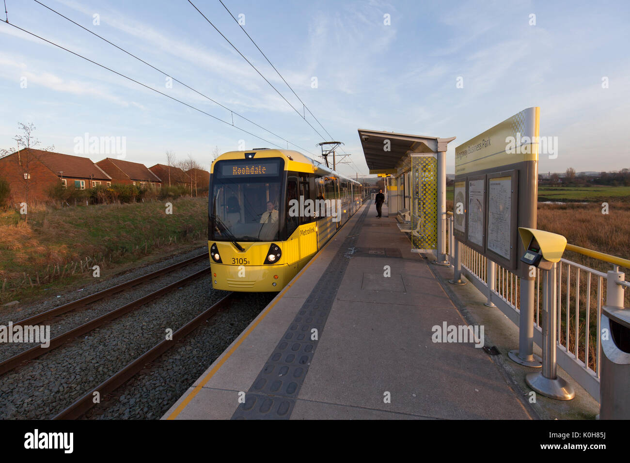 Manchester Metrolink tram at Kingsway business park (between Oldham ...