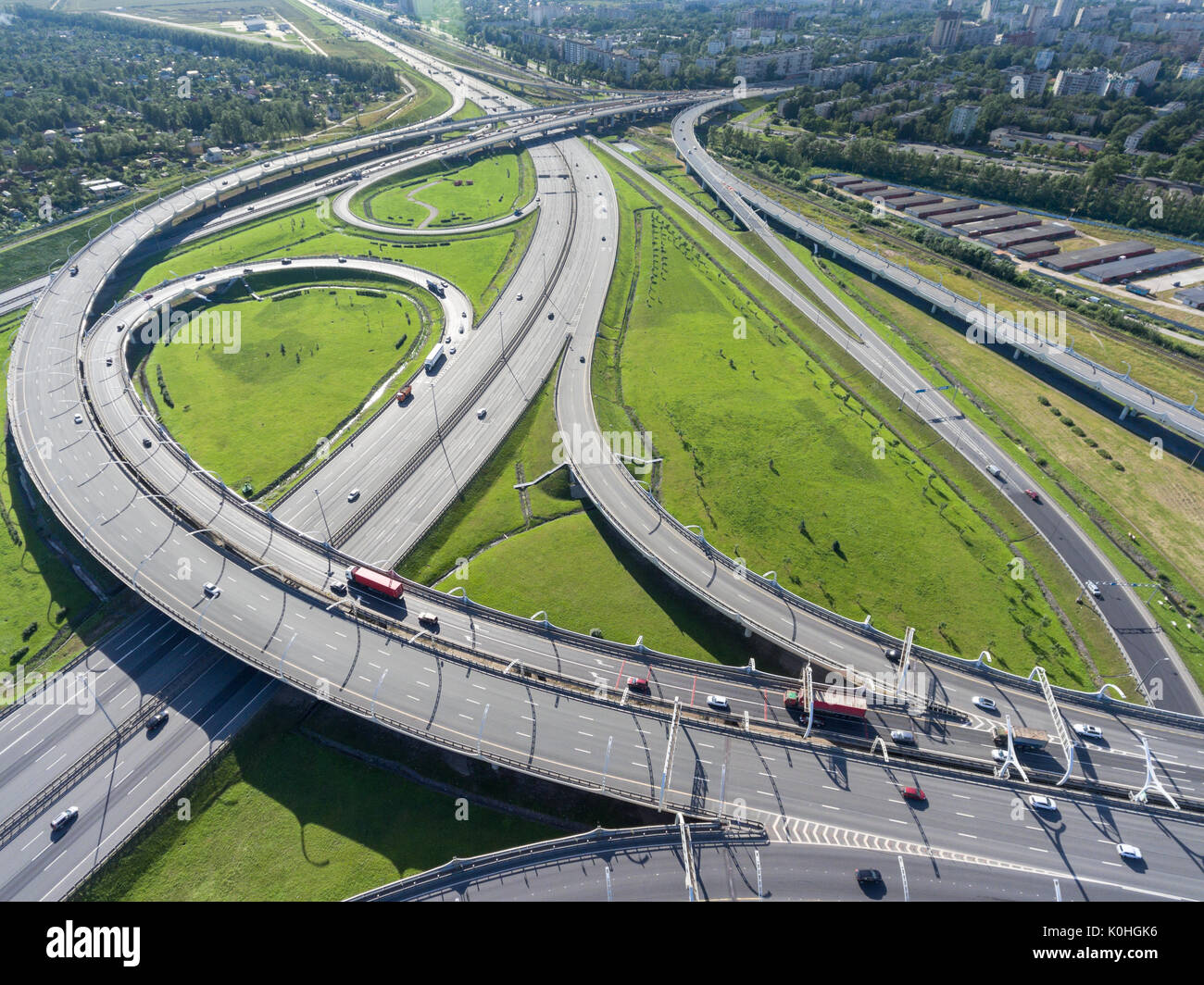 Aerial view at the interchanges of Western High Speed Diameter (WHSD ...