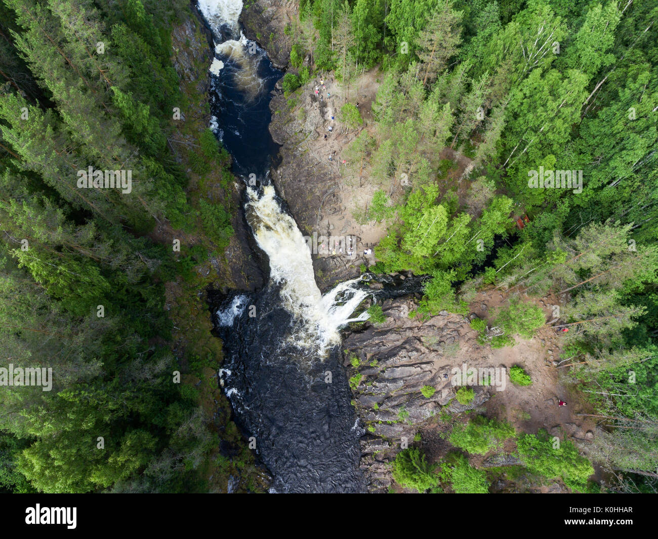 The rapids on the Kivach waterfall, the river Suna. Top view. Karelia ...