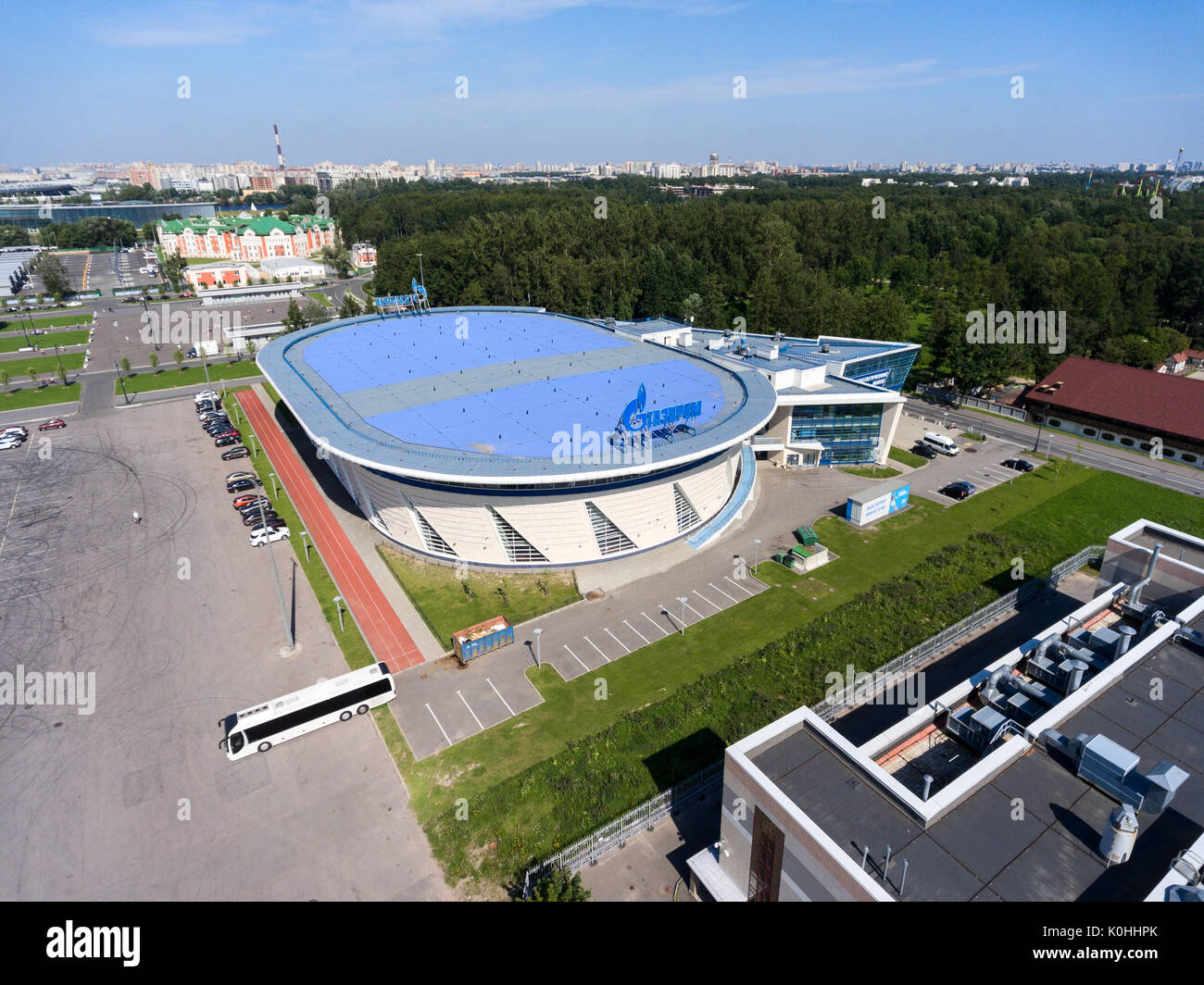 ST. PETERSBURG, RUSSIA CIRCA AUG, 2017: Blue roof building of athletic ...
