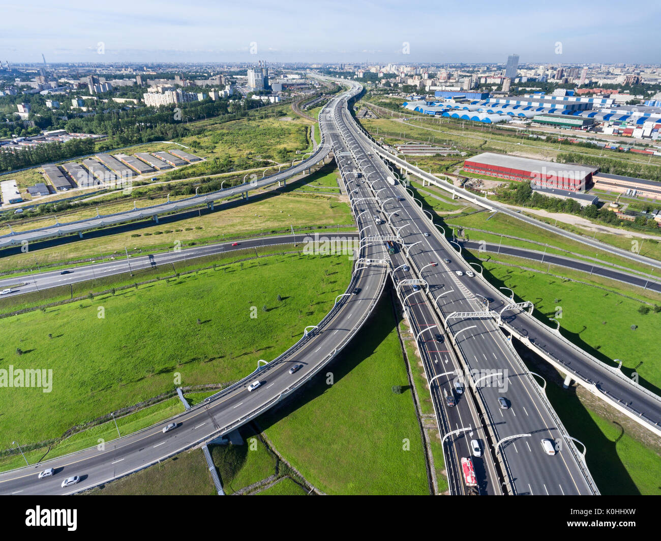 Top view at entrances and exits from ring road to the Western High ...