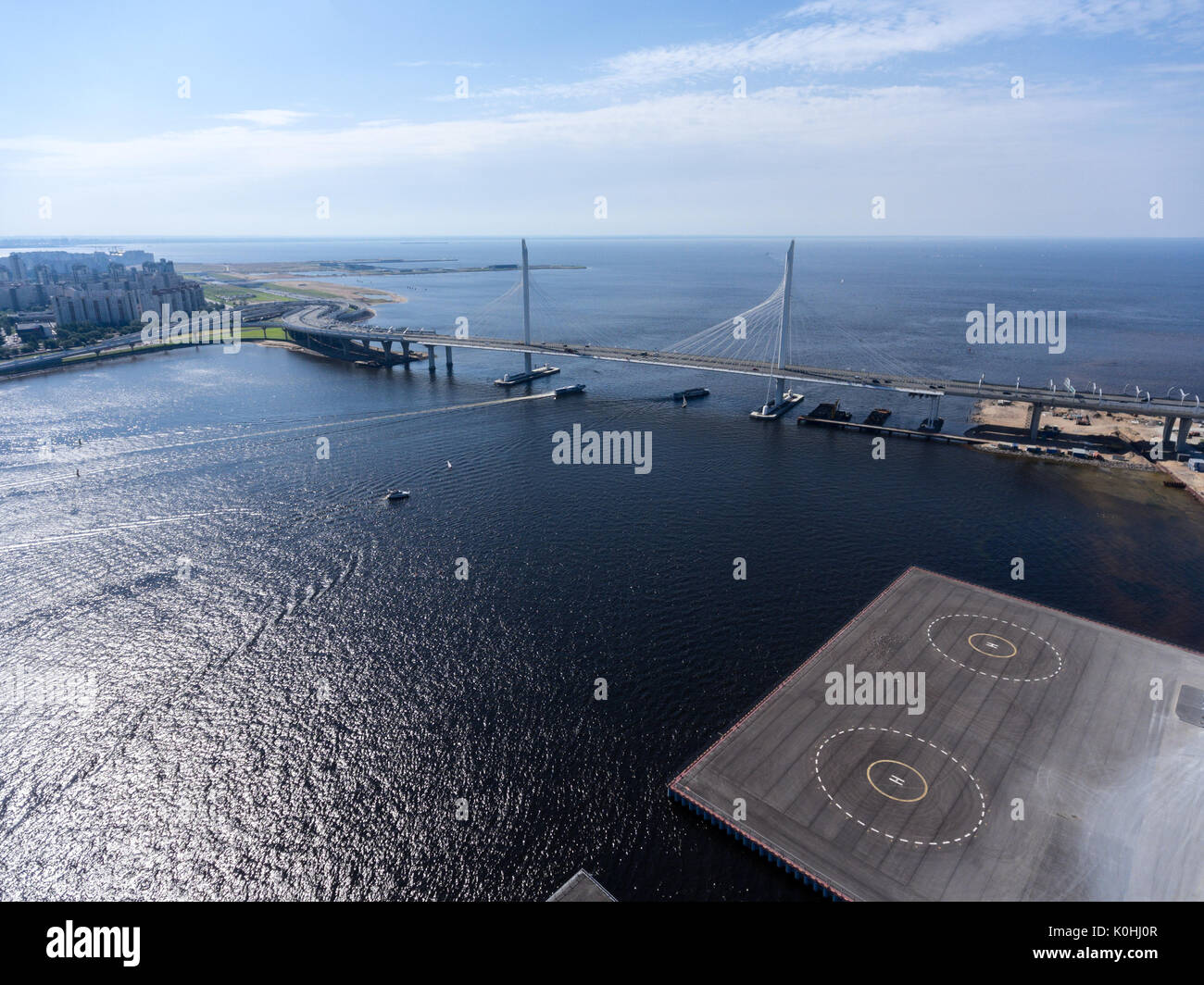 Overall view at the Finnish Gulf with WHSD highway with suspension ...