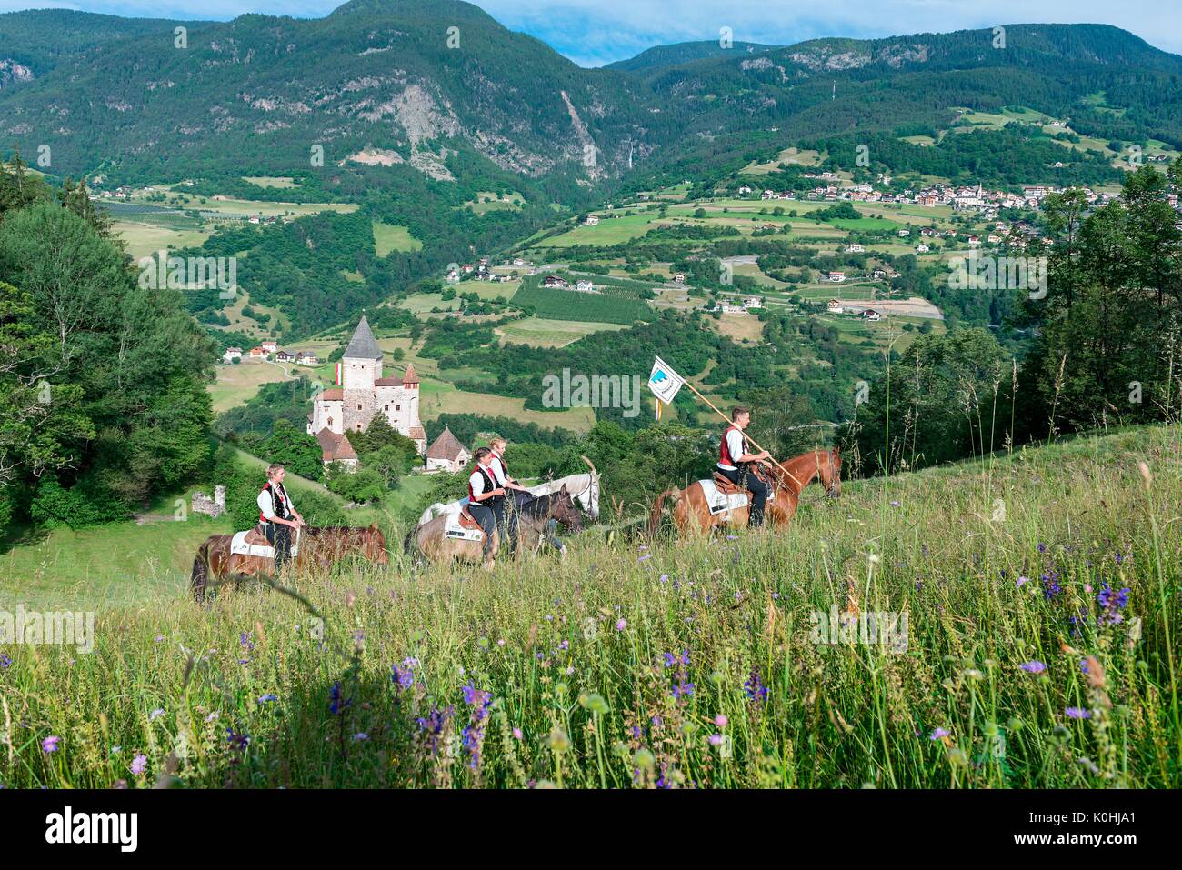Castel Forte, South Tyrol, Italy. The team Koenigswarte of Castelrotto ...