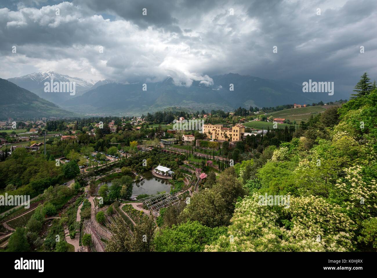 Merano/Meran, South Tyrol, Italy. The Water and Terraced Gardens in the ...