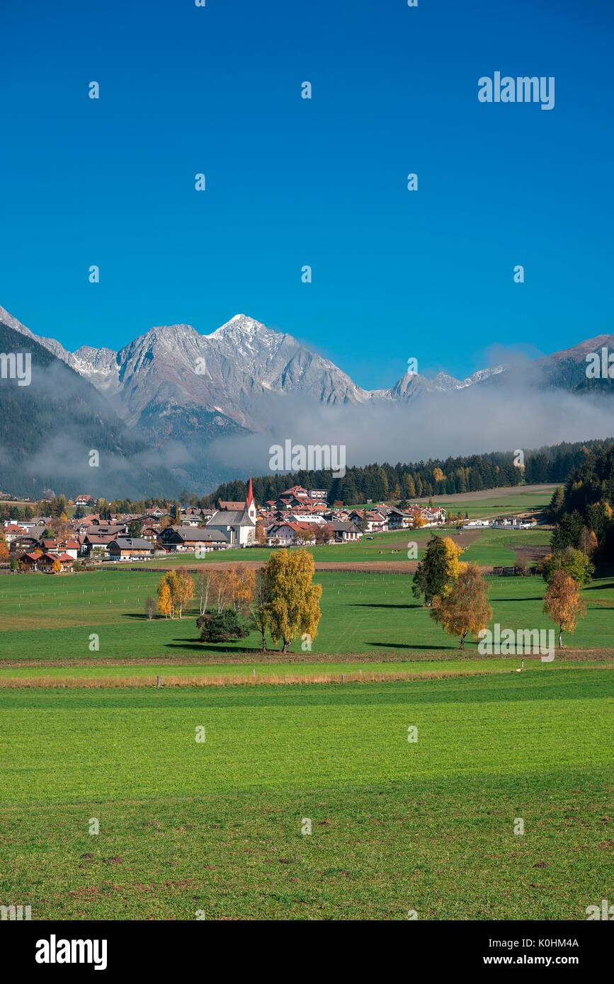 Rasun, South Tyrol, Italy. Autumn at the village of Rasen/Rasun in the ...