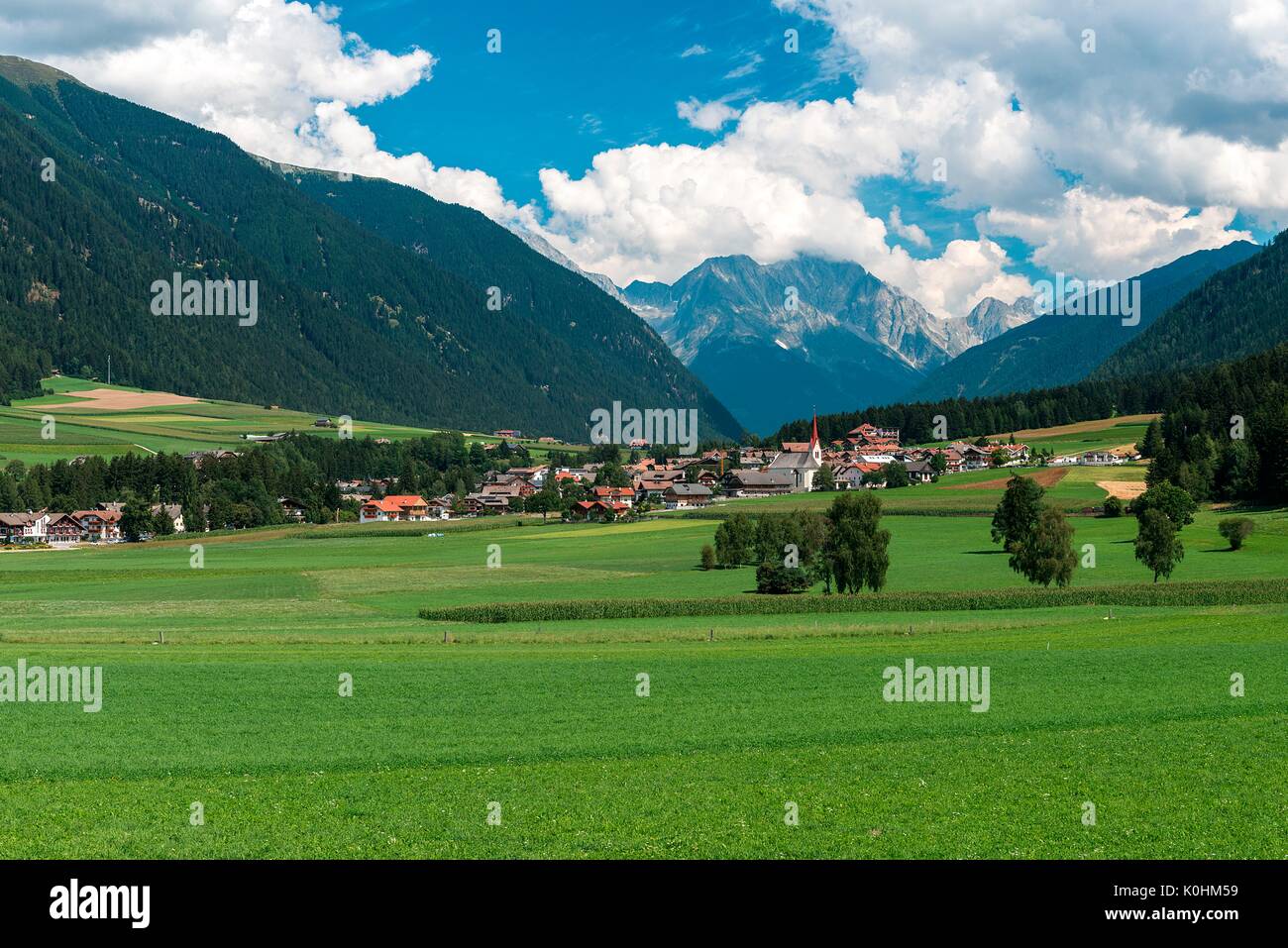 Rasun, South Tyrol, Italy. The village of Rasen /Rasun in the valley of ...
