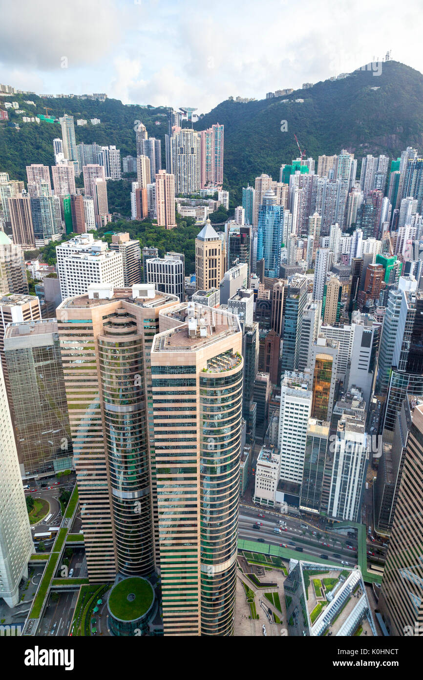 Aerial view of Hong Kong's downtown skyscrapers at Central District in ...