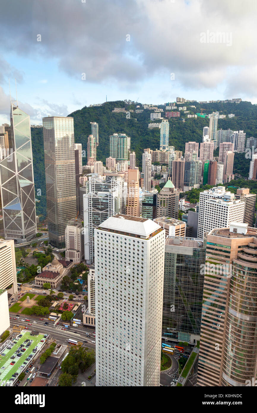 Aerial view of Hong Kong's downtown skyscrapers at Central District in ...
