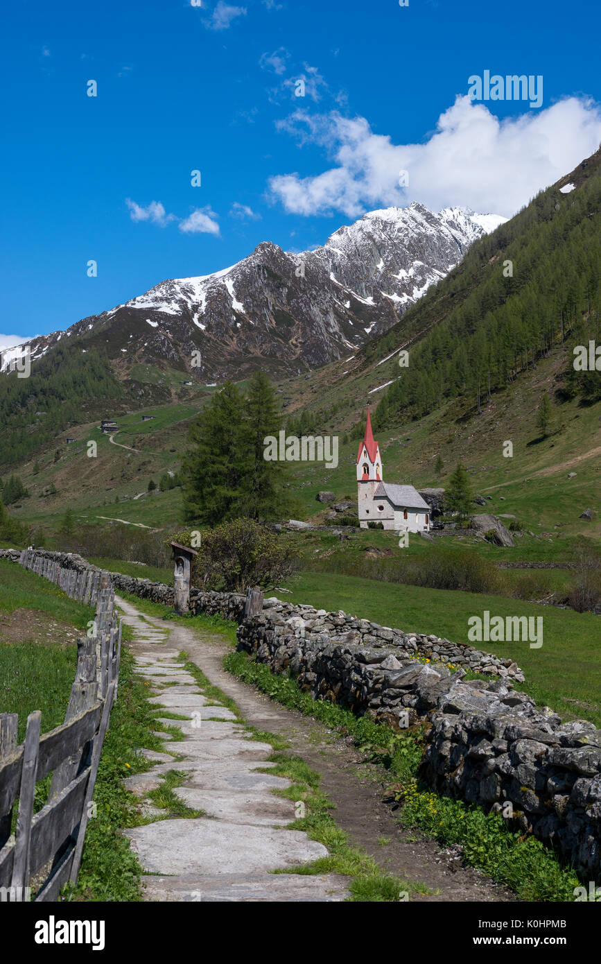 Predoi/Prettau, Aurina Valley, South Tyrol, Italy. The chapel of the ...
