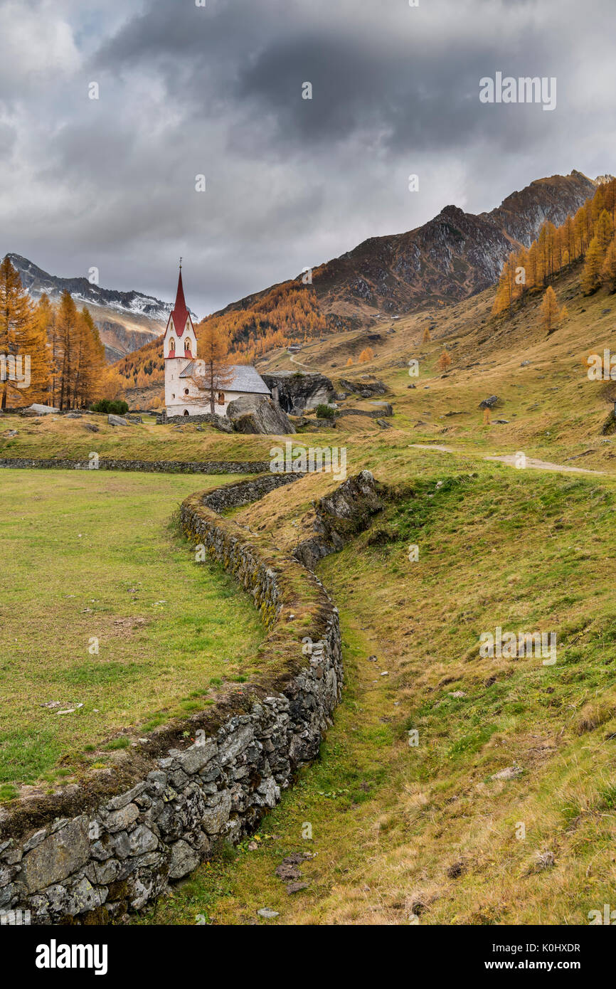 Predoi/Prettau, Aurina Valley, South Tyrol, Italy. The chapel of the ...