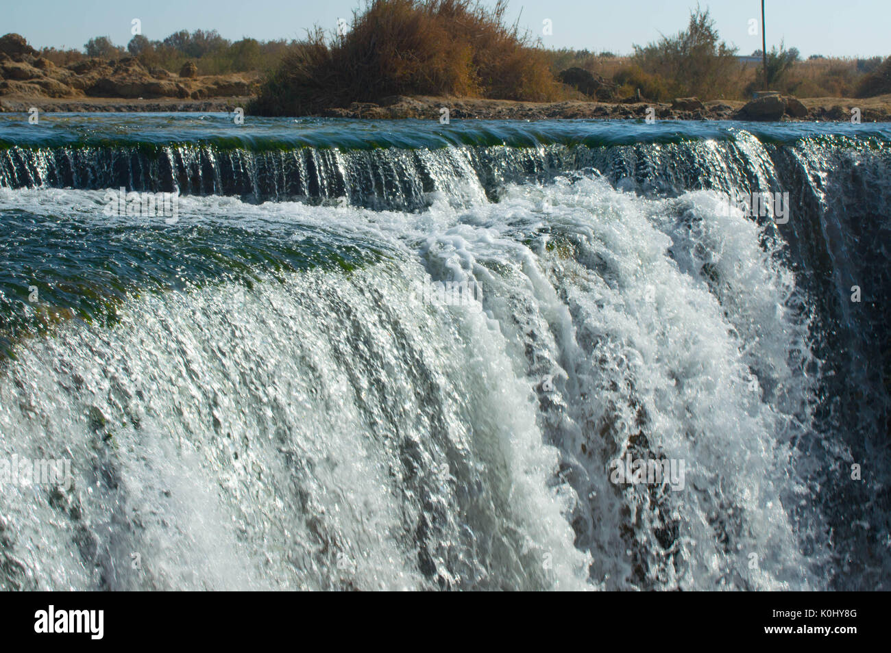 The tops of the Wadi el Rayan waterfalls, the tallest in Egypt Stock ...