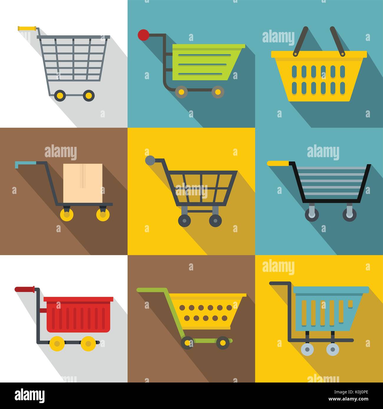 Market cart icons set, flat style Stock Vector Image & Art - Alamy