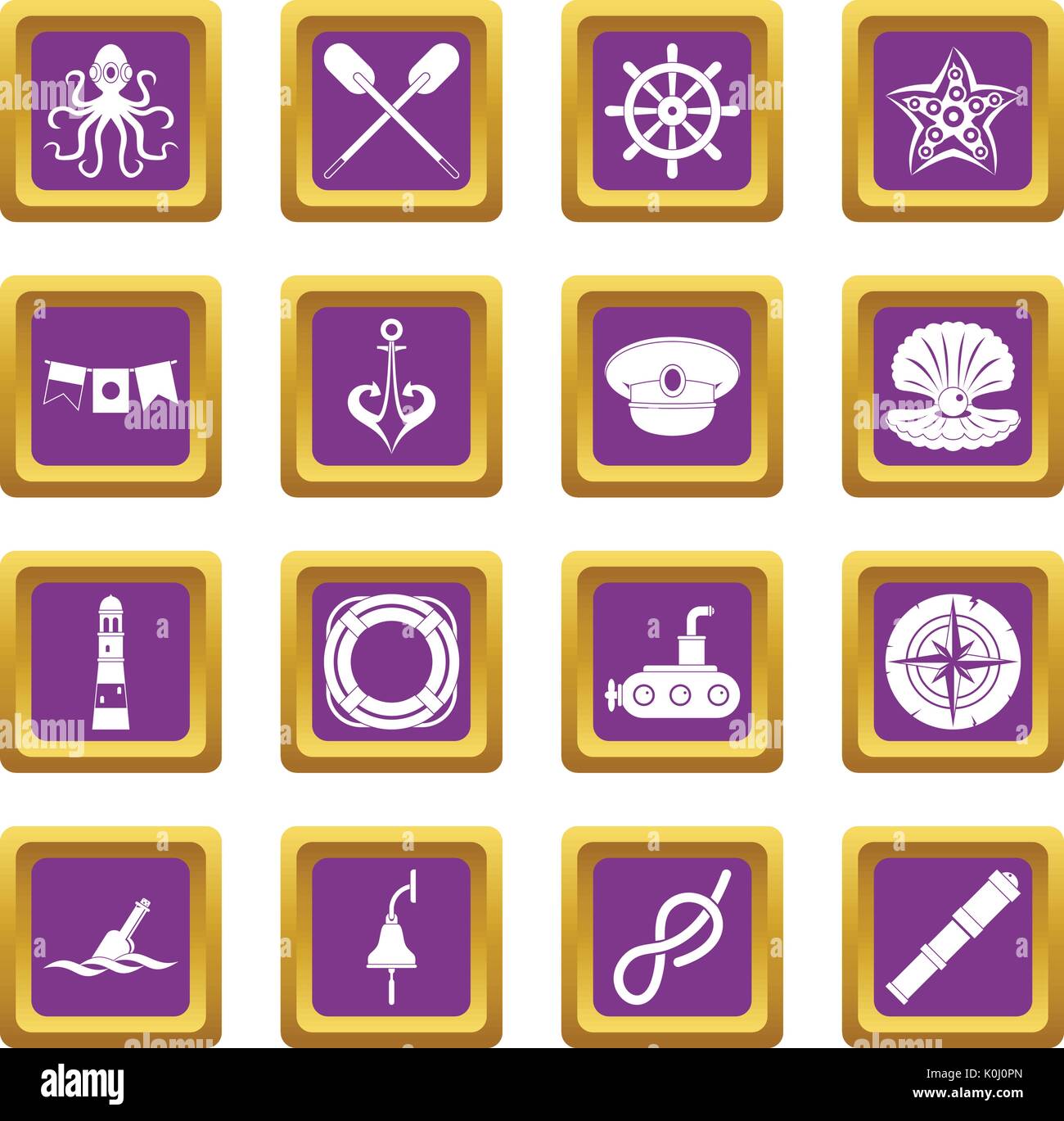 Nautical icons set purple Stock Vector Image & Art - Alamy