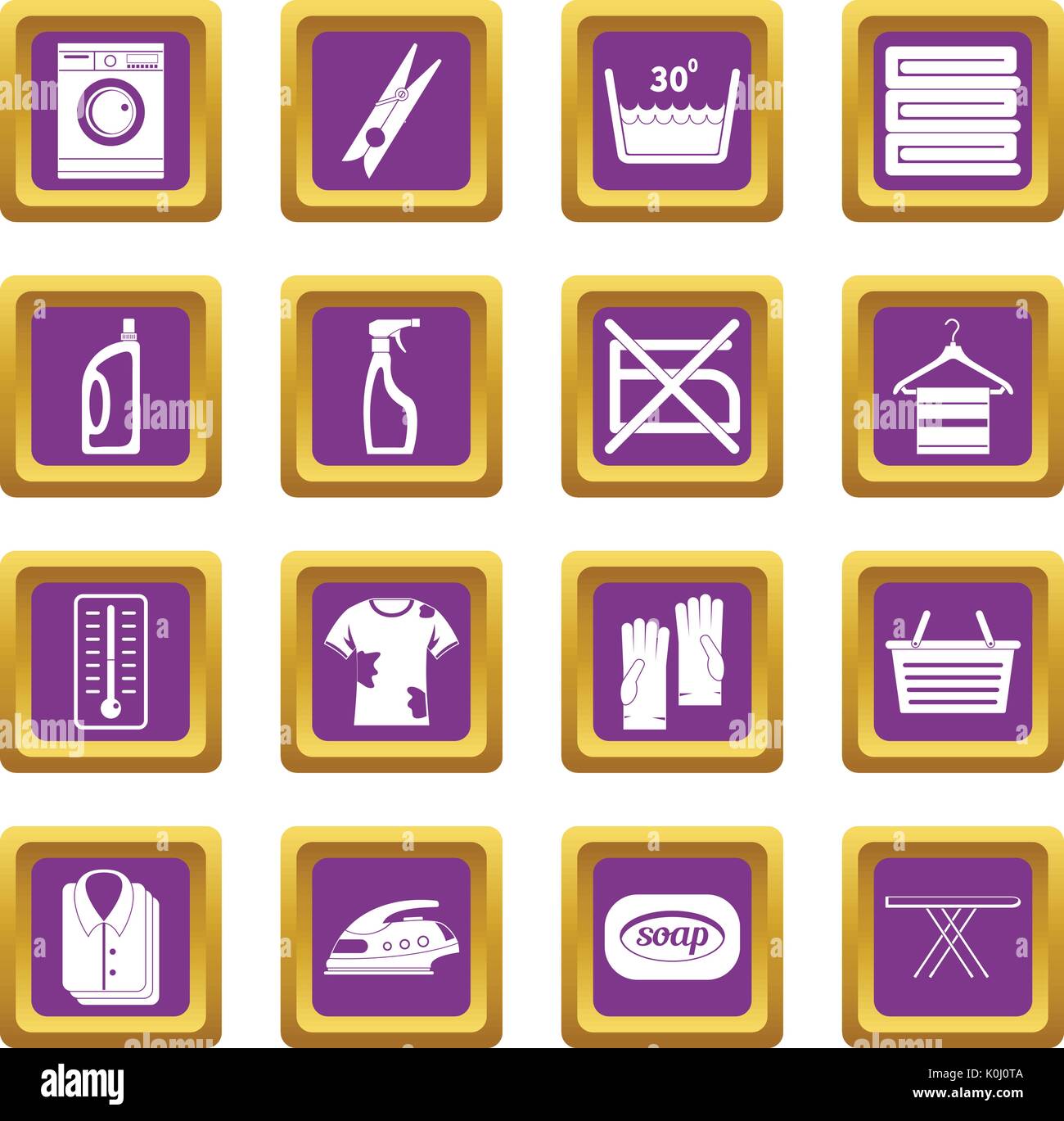 Laundry icons set purple Stock Vector Image & Art - Alamy
