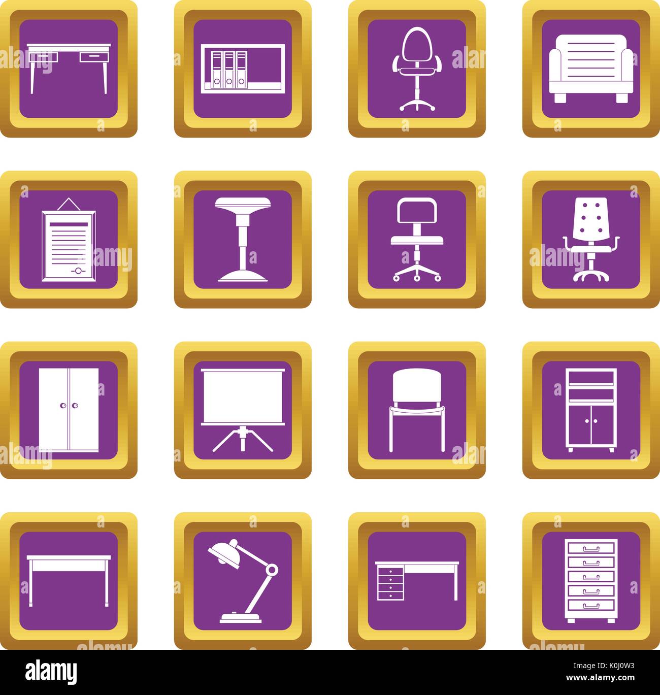 Office furniture icons set purple Stock Vector Image & Art - Alamy