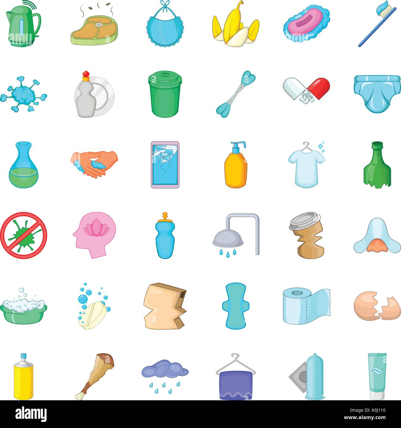 Washing icons set, cartoon style Stock Vector Image & Art - Alamy