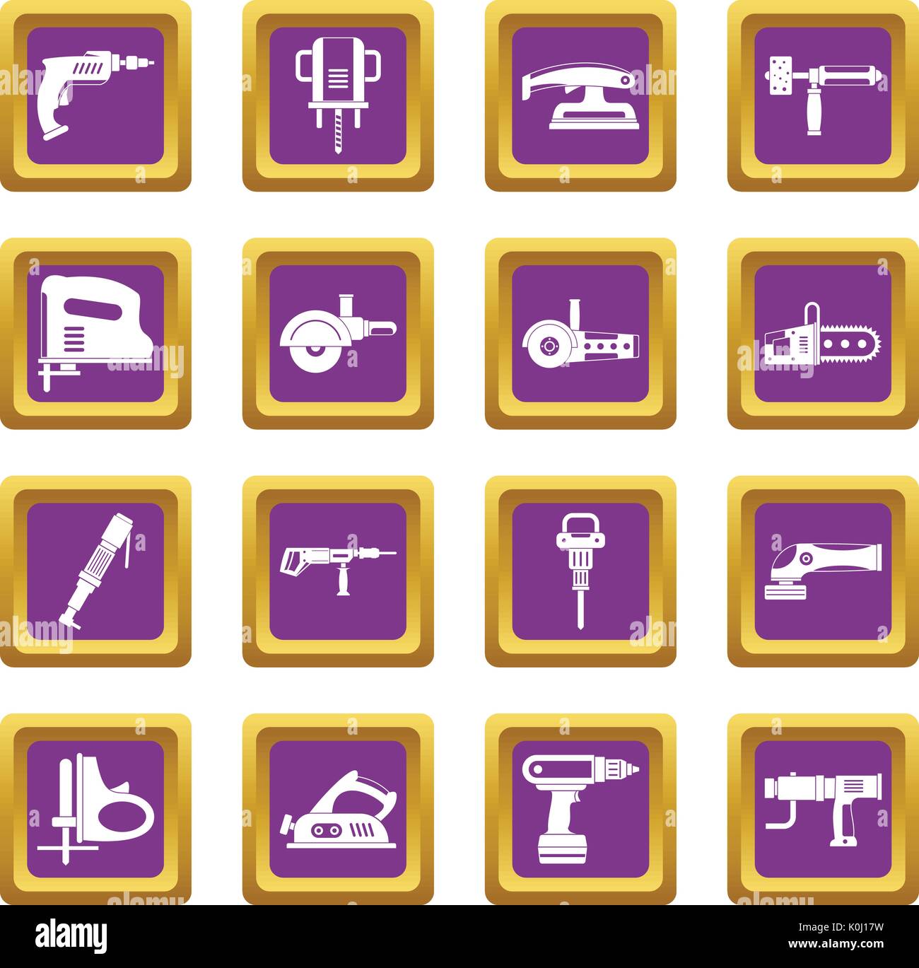 Electric tools icons set purple Stock Vector Image & Art - Alamy