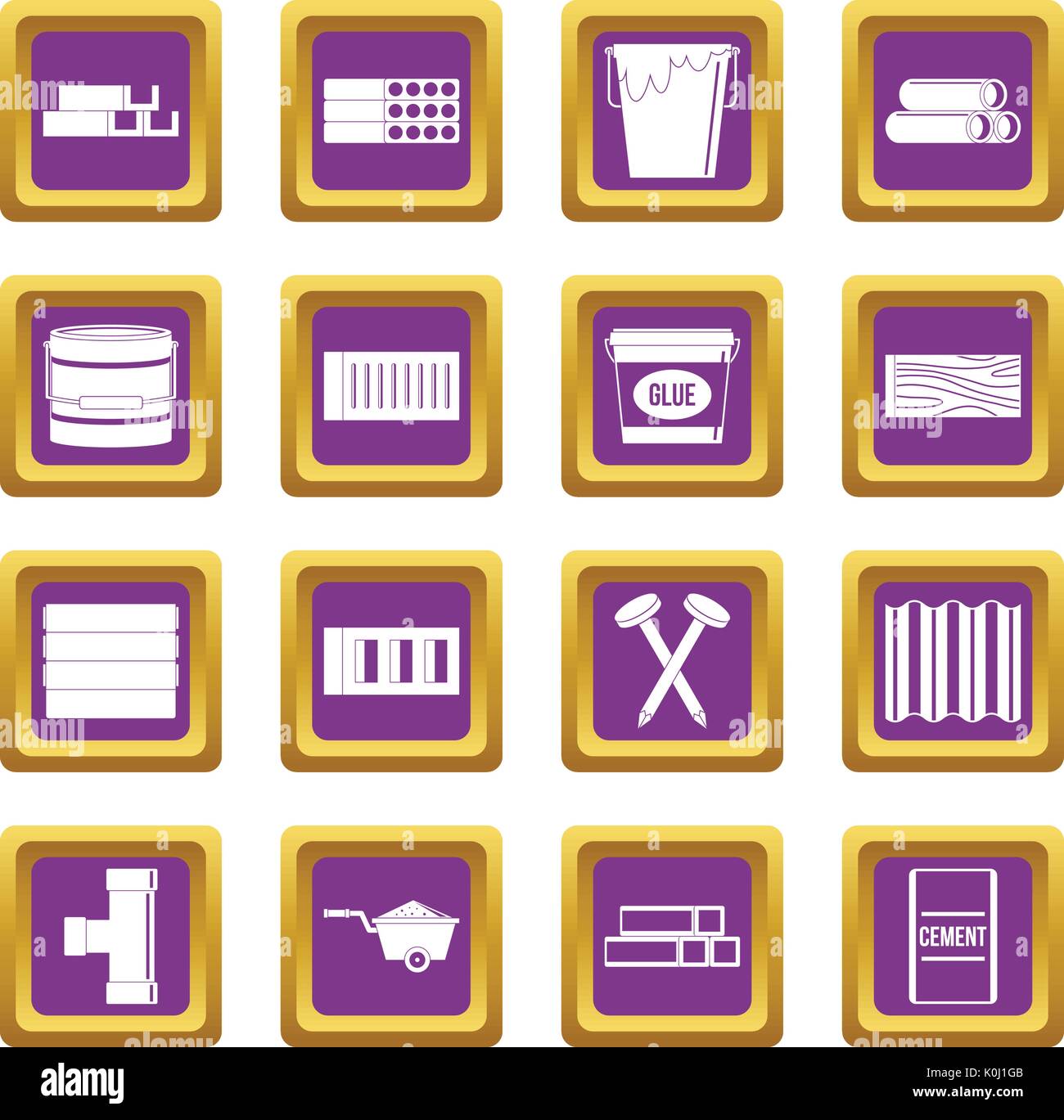 Building materials icons set purple Stock Vector Image & Art - Alamy