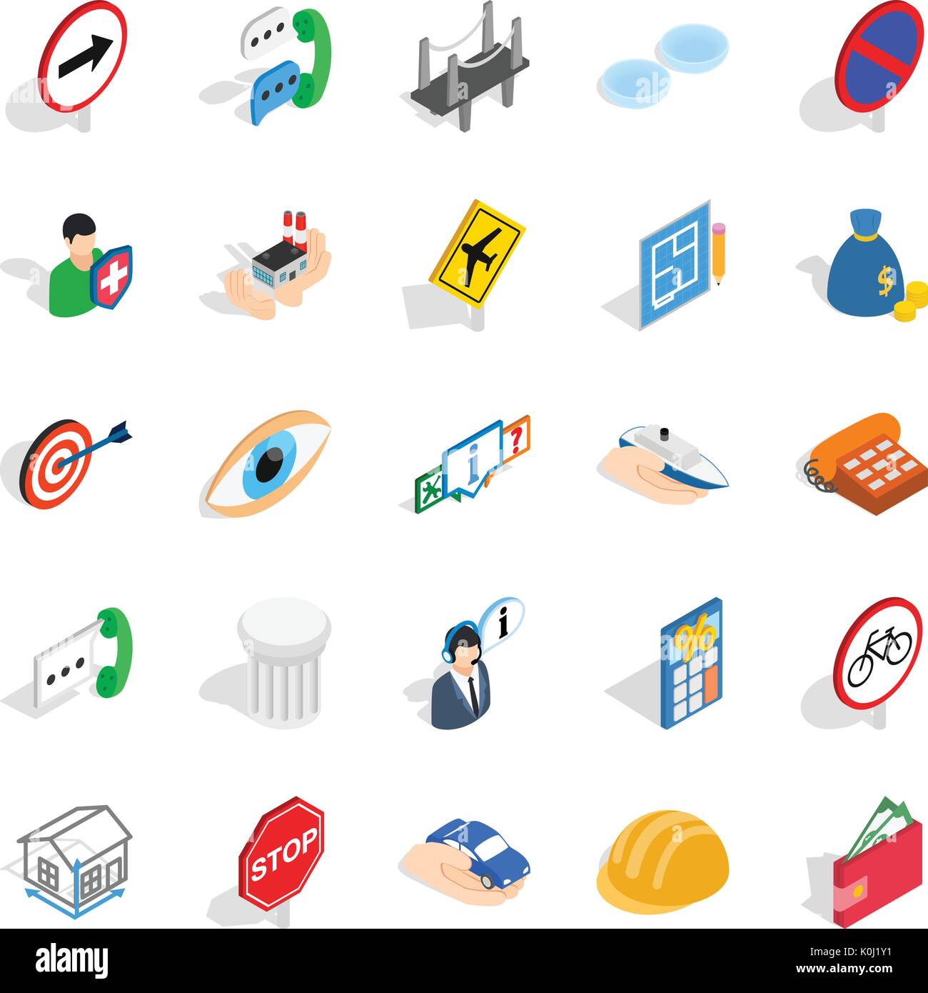 Assist icons set, isometric style Stock Vector Image & Art - Alamy