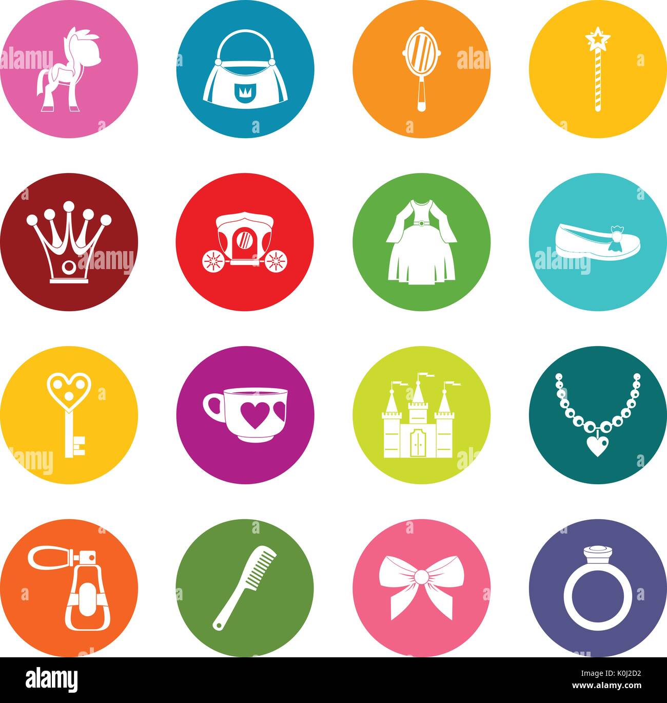 Doll princess items icons many colors set Stock Vector Image & Art - Alamy