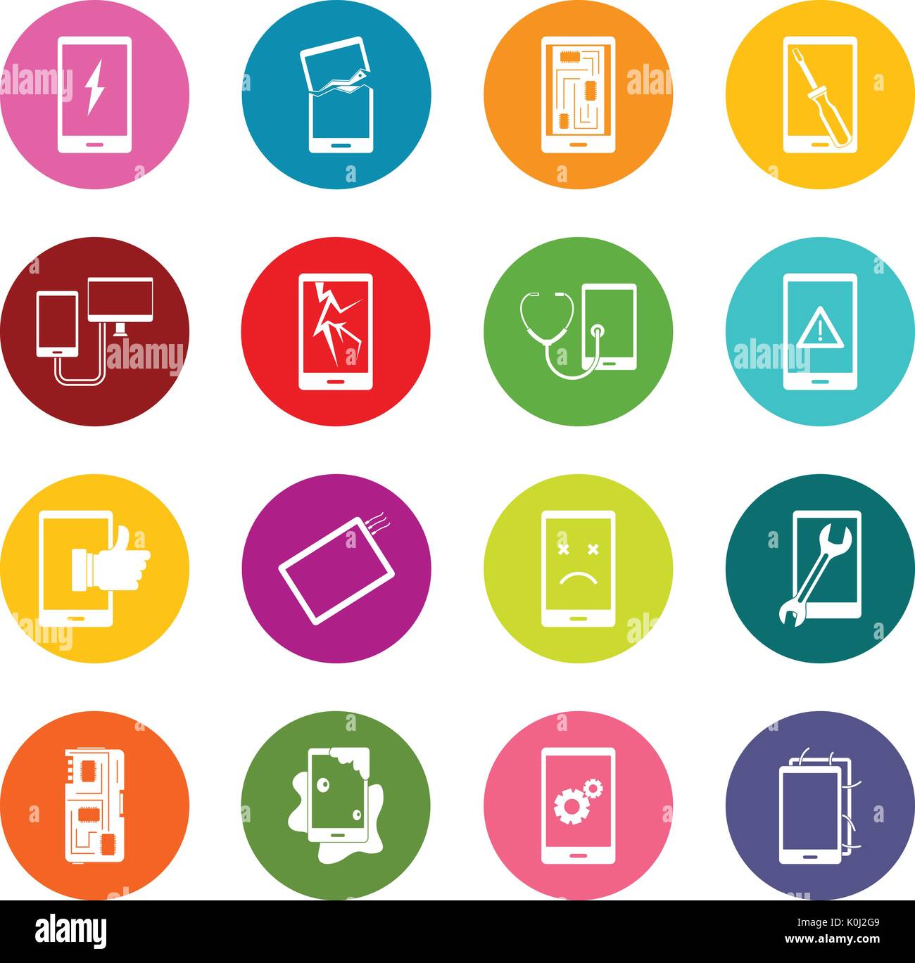 Device repair symbols icons many colors set Stock Vector Image & Art ...