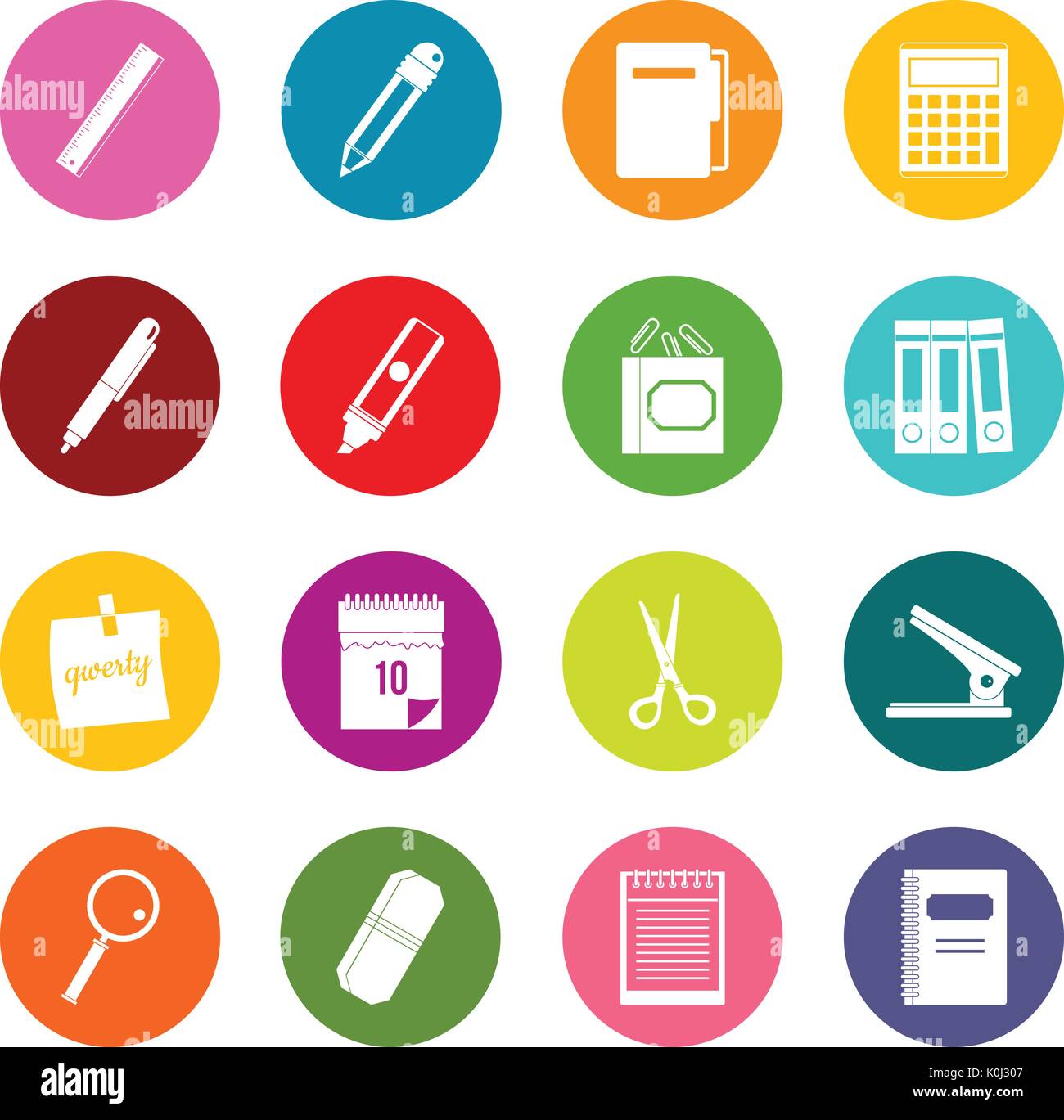 Stationery symbols icons many colors set Stock Vector Image & Art - Alamy