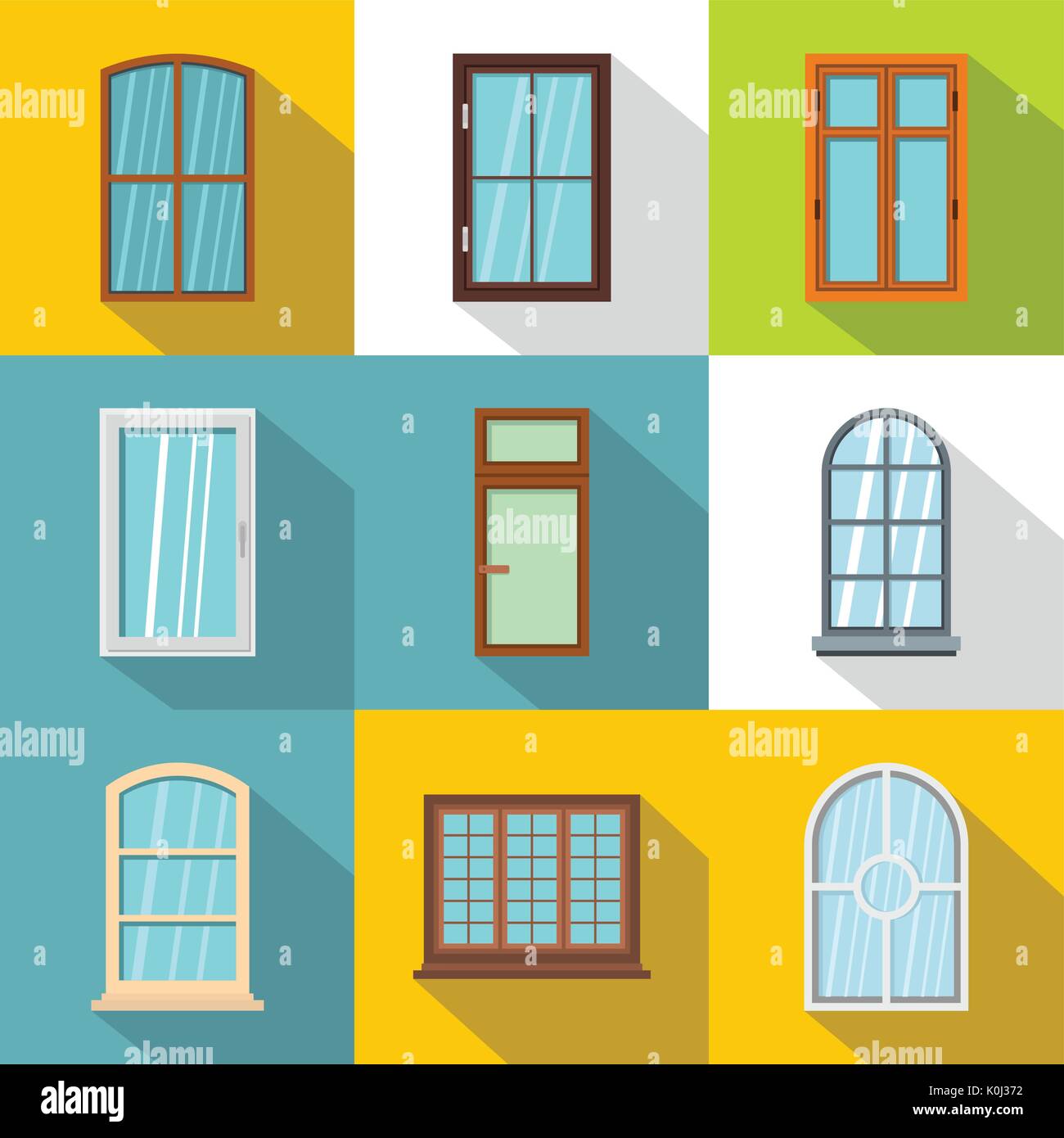 Modern window icons set, flat style Stock Vector Image & Art - Alamy