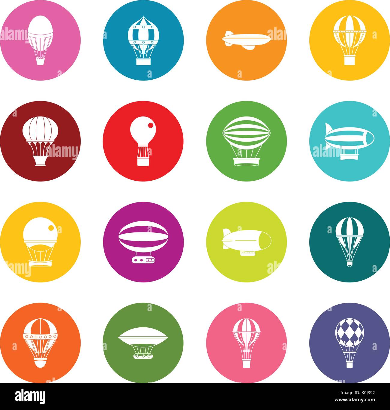 Retro balloons aircraft icons many colors set Stock Vector Image & Art ...