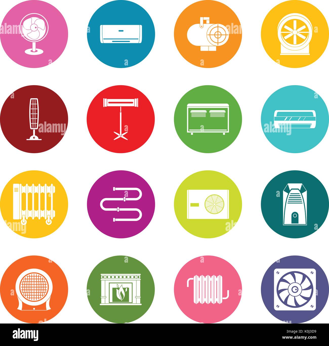 Heating cooling air icons many colors set Stock Vector Image & Art - Alamy