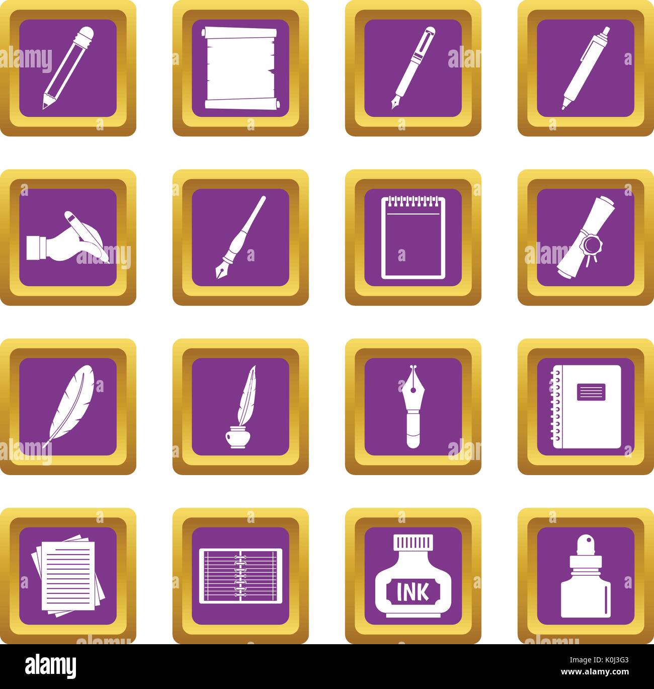 Writing icons set purple Stock Vector Image & Art - Alamy