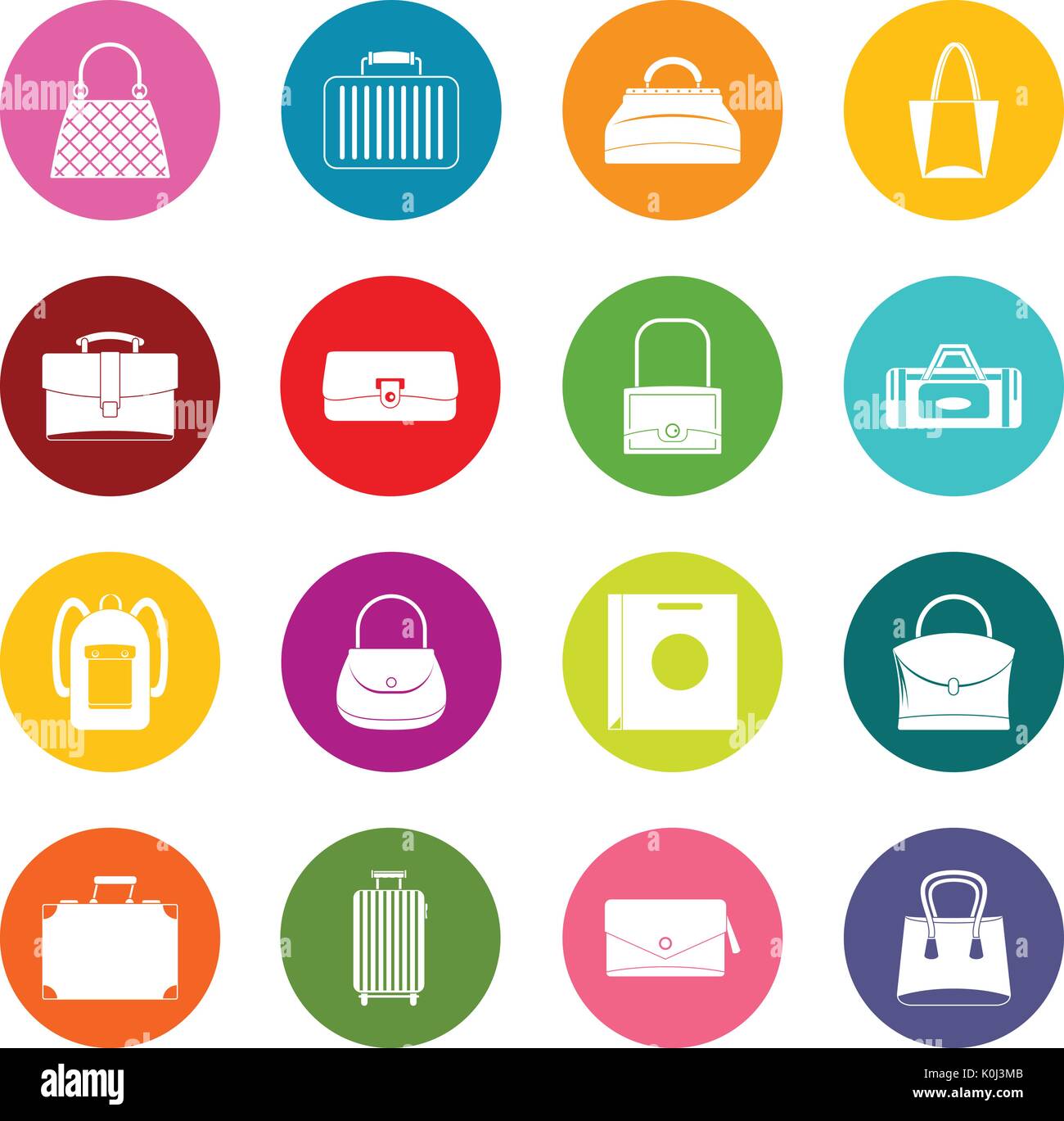 Bag baggage suitcase icons many colors set Stock Vector Image & Art - Alamy