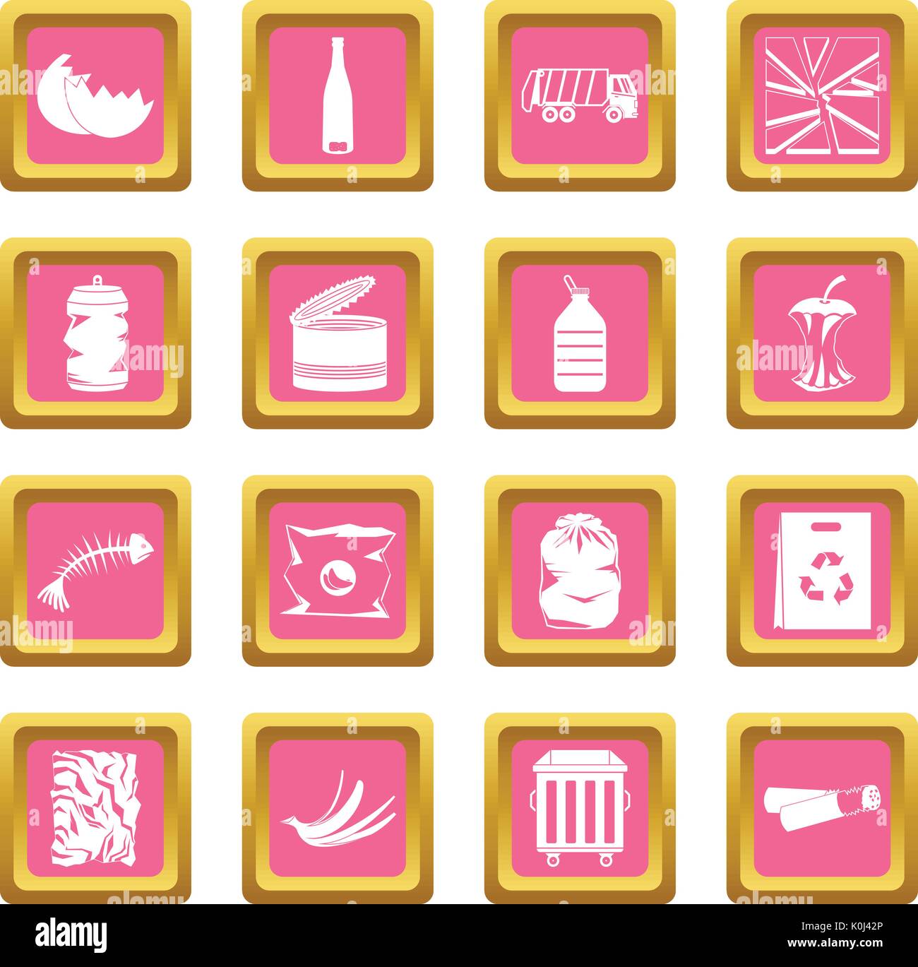 Waste and garbage icons pink Stock Vector Image & Art - Alamy