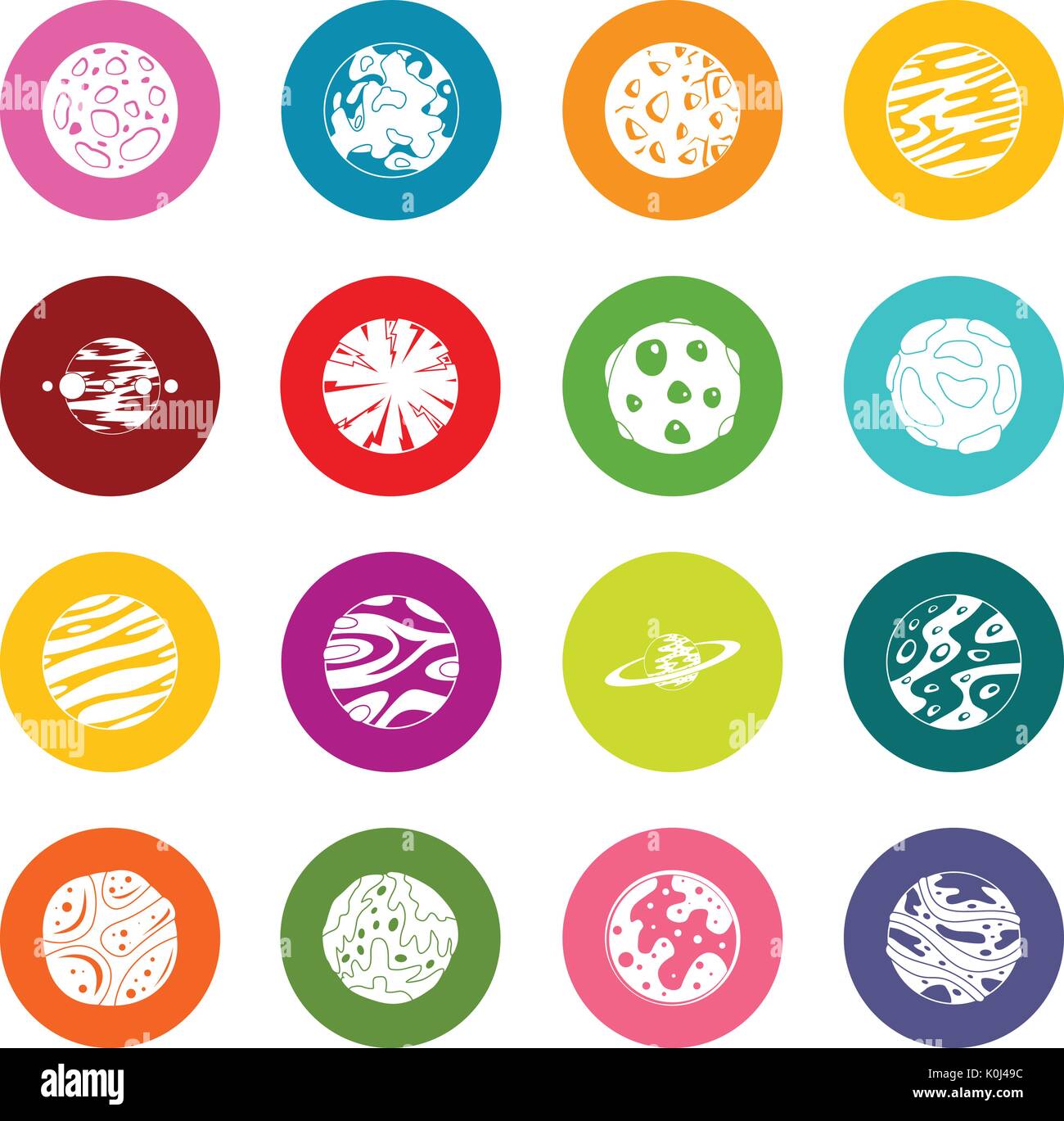 Fantastic planets icons many colors set Stock Vector Image & Art - Alamy