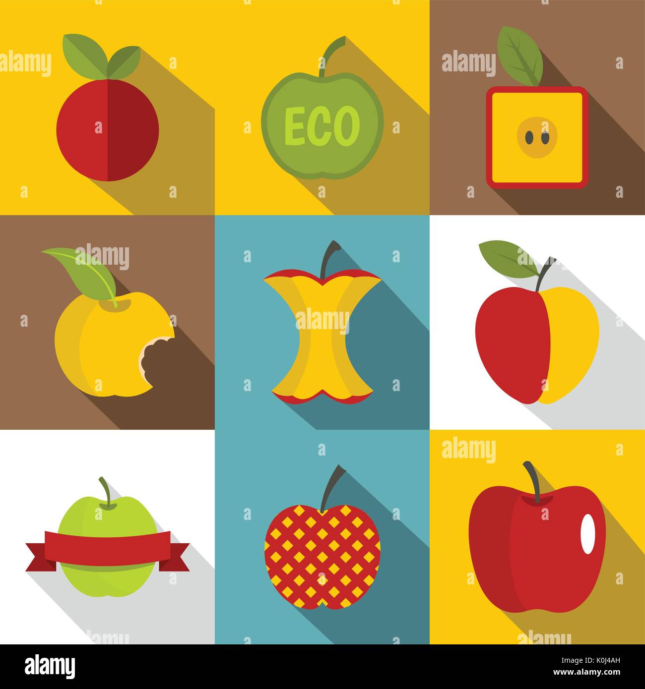 Different apple logo icons set, flat style Stock Vector Image & Art - Alamy