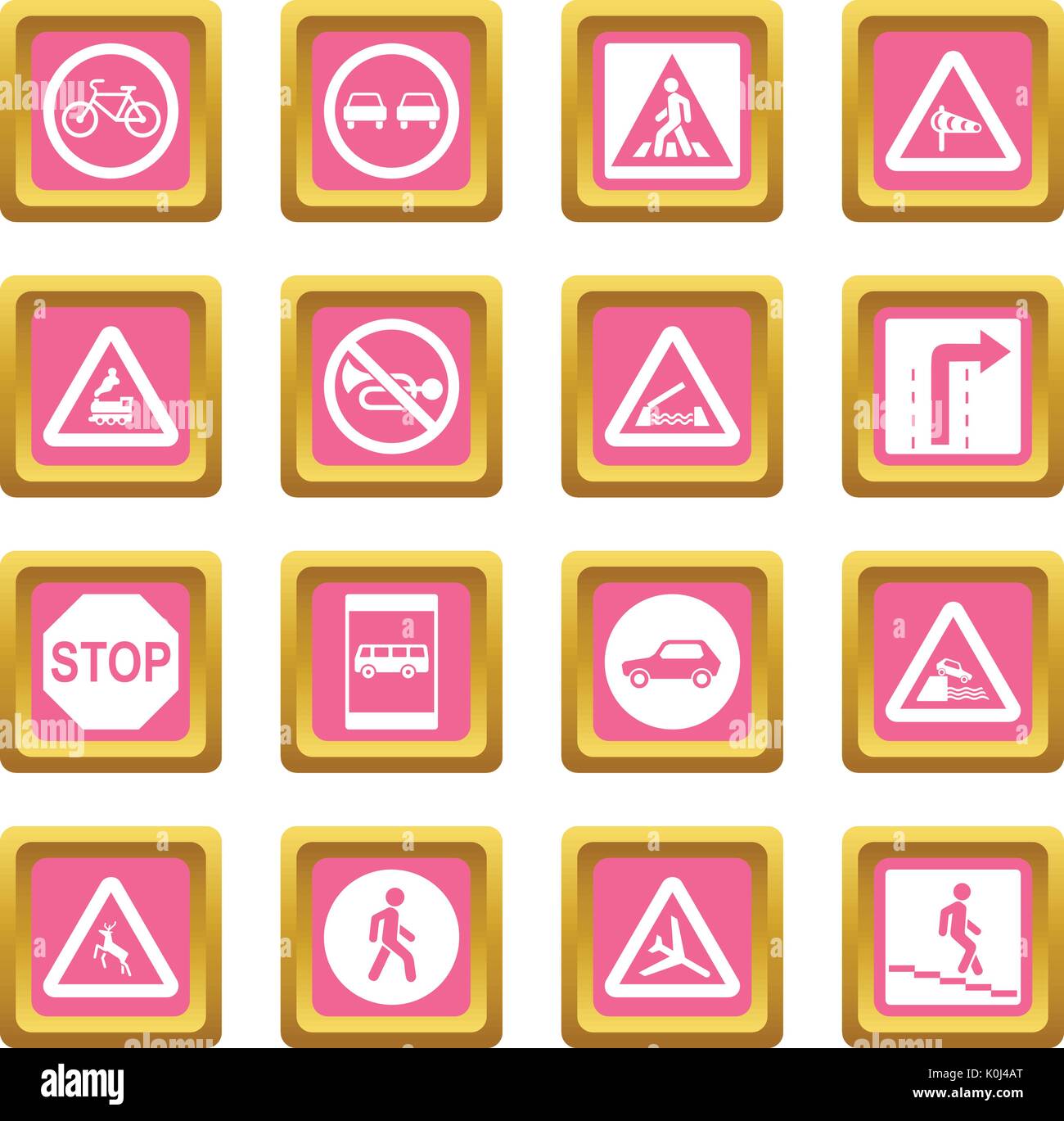 Road Sign Set icons pink Stock Vector Image & Art - Alamy